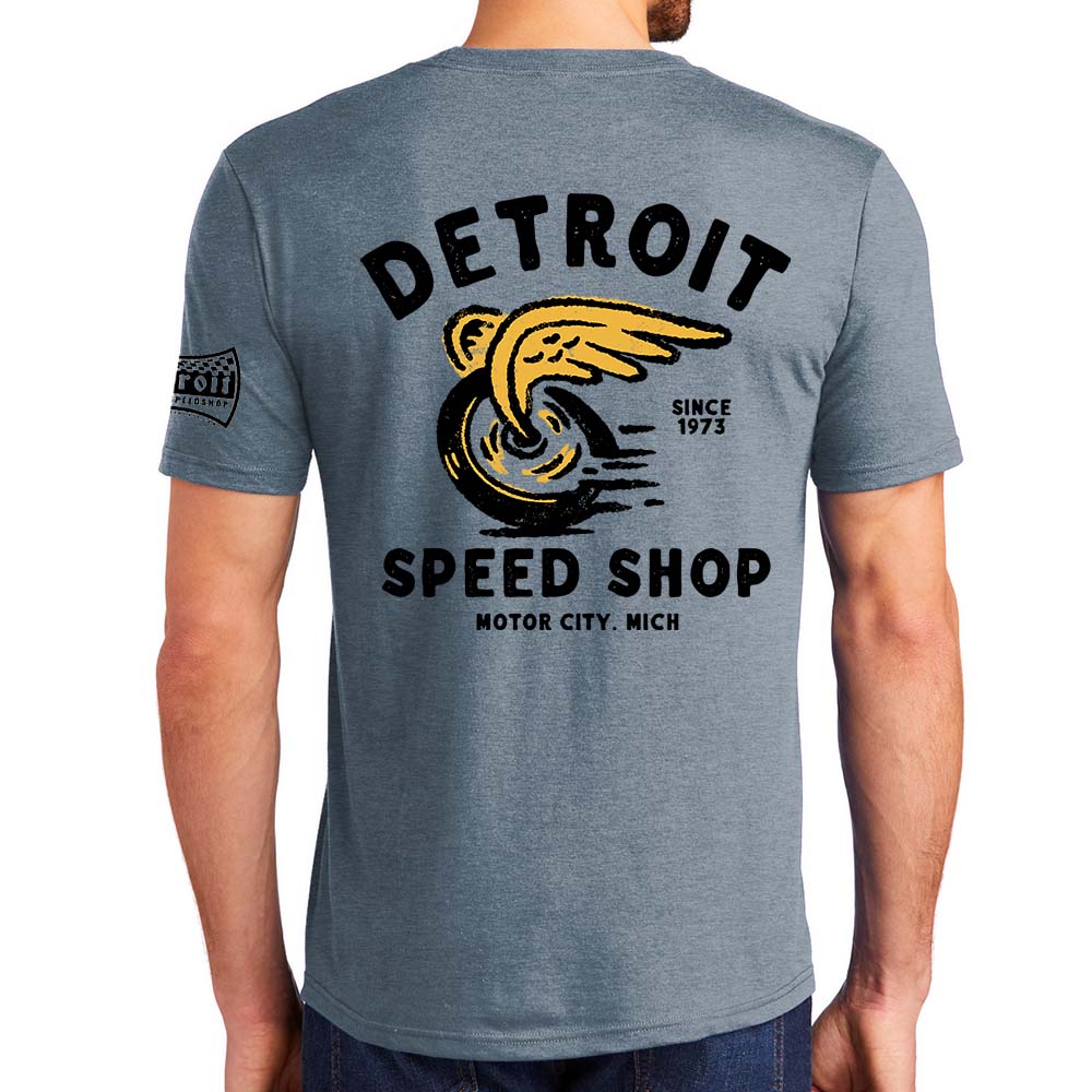 Mens Detroit Speed Shop Vamoose T-shirt - Flint Blue Triblend ...