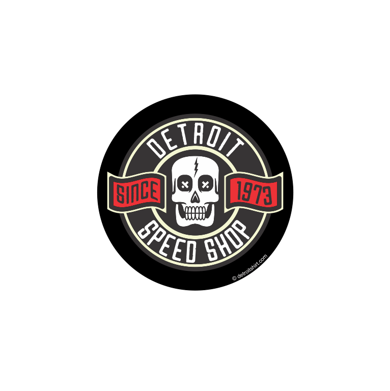 Sticker - Detroit Speed Shop Skull Circle – Official Detroit Shirt ...