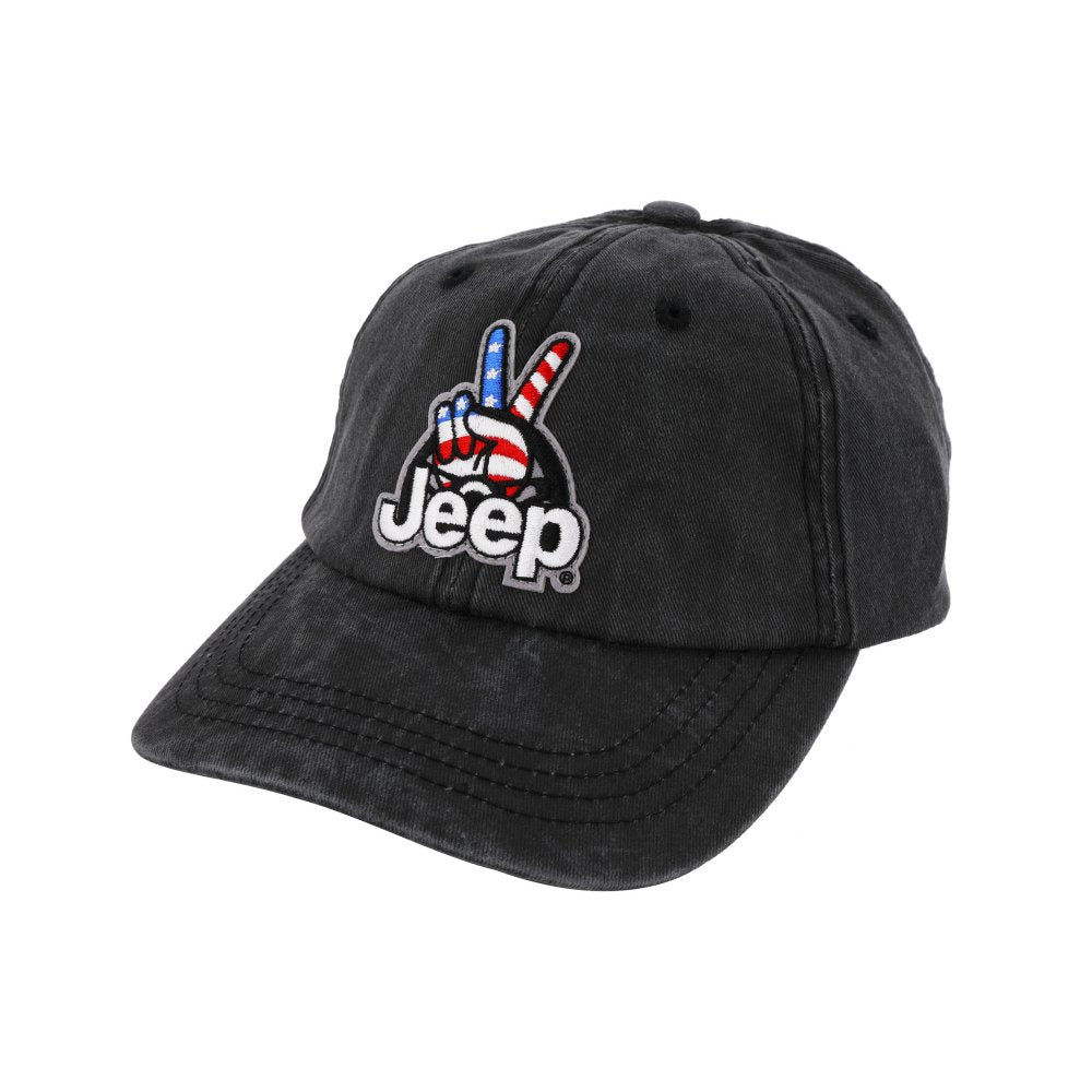 Jeep® Wave USA Chino Twill Patch Hat | Washed Black — Detroit Shirt Company