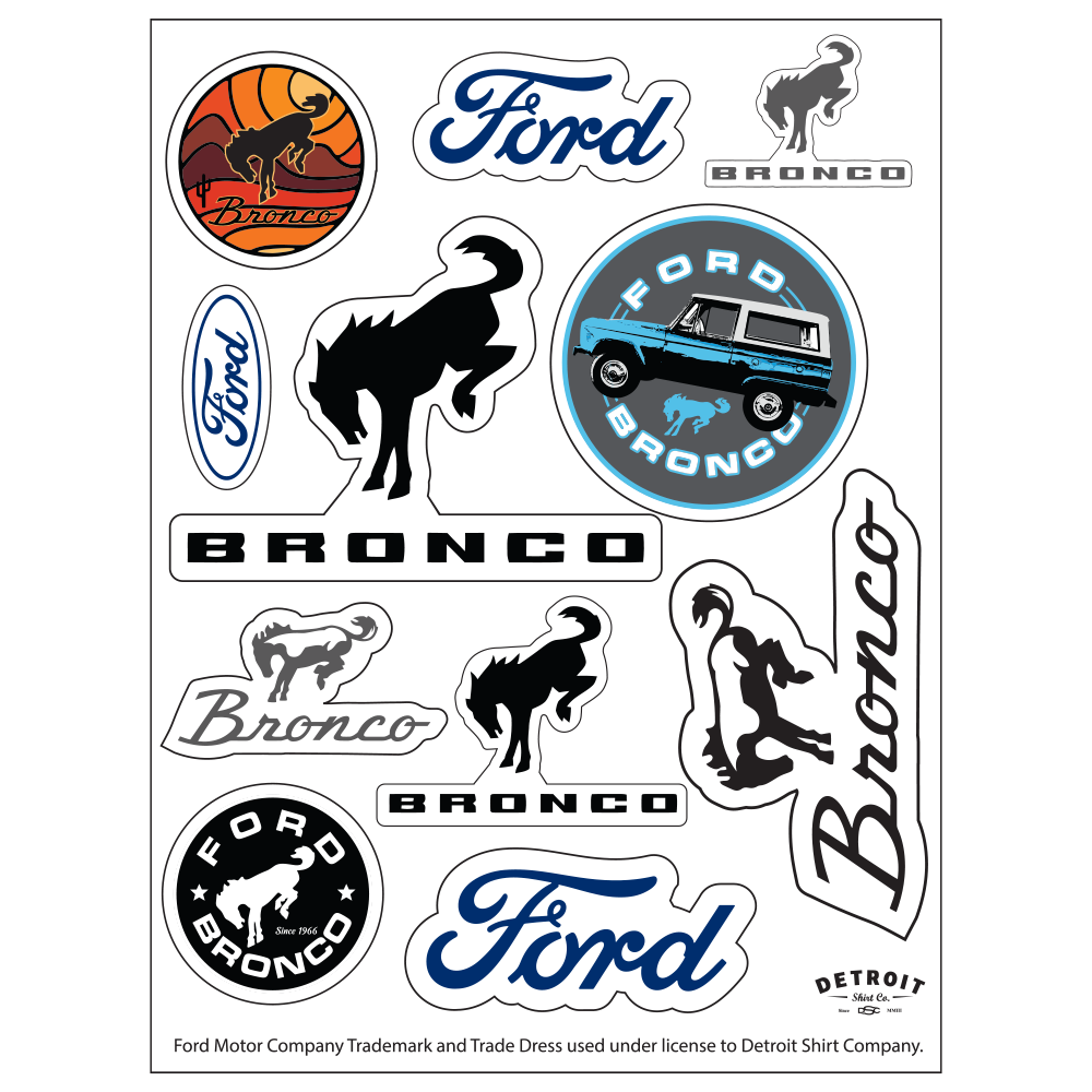 Sticker - Ford Bronco - Sheet – Official DSC-Ford Gear — Detroit Shirt ...
