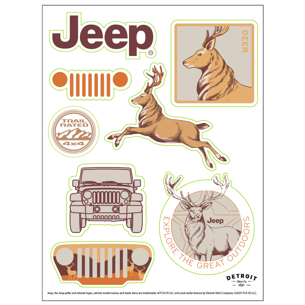 Sticker - Jeep® Deer - Sheet – Official FCA-Jeep Gear — Detroit Shirt ...