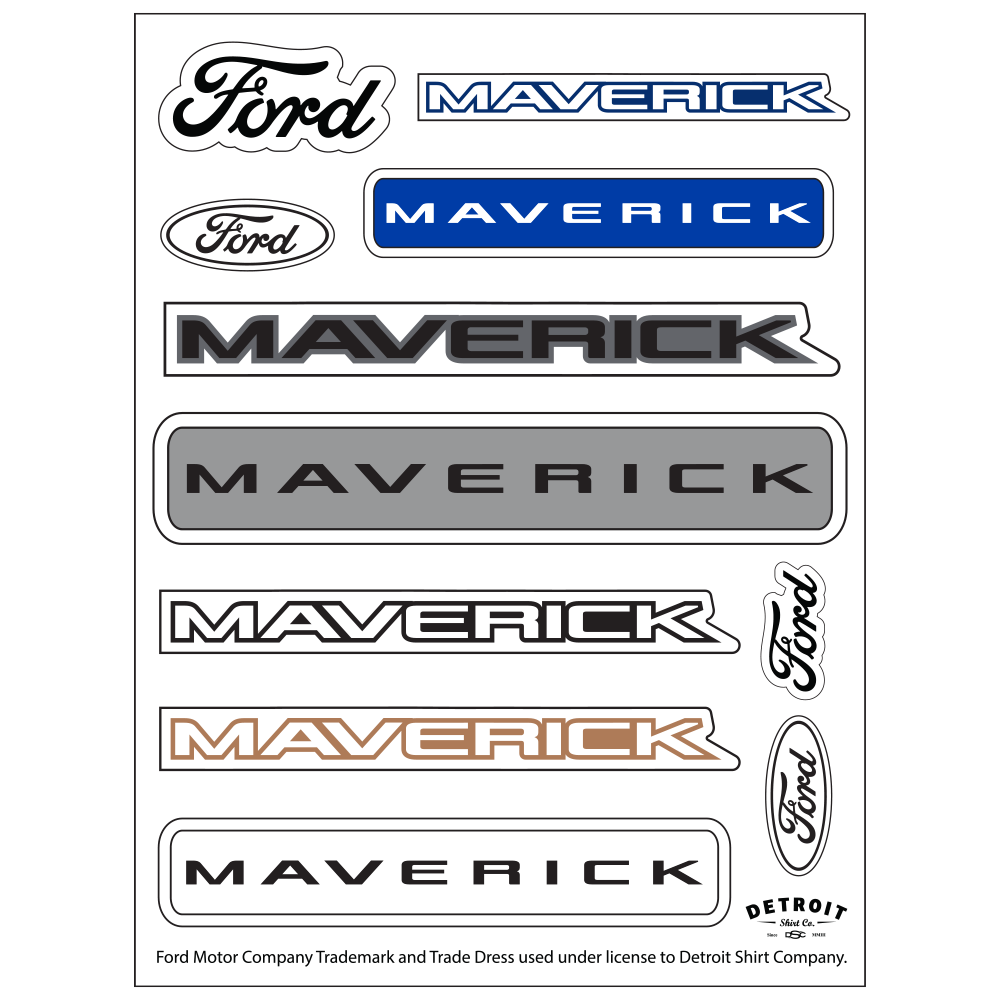 Sticker - Maverick - Sheet – Official DSC-Ford Gear — Detroit Shirt Company