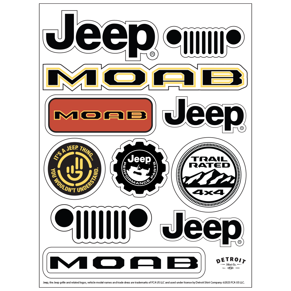 Sticker - Jeep® MOAB - Sheet – Official FCA-Jeep Gear — Detroit Shirt ...