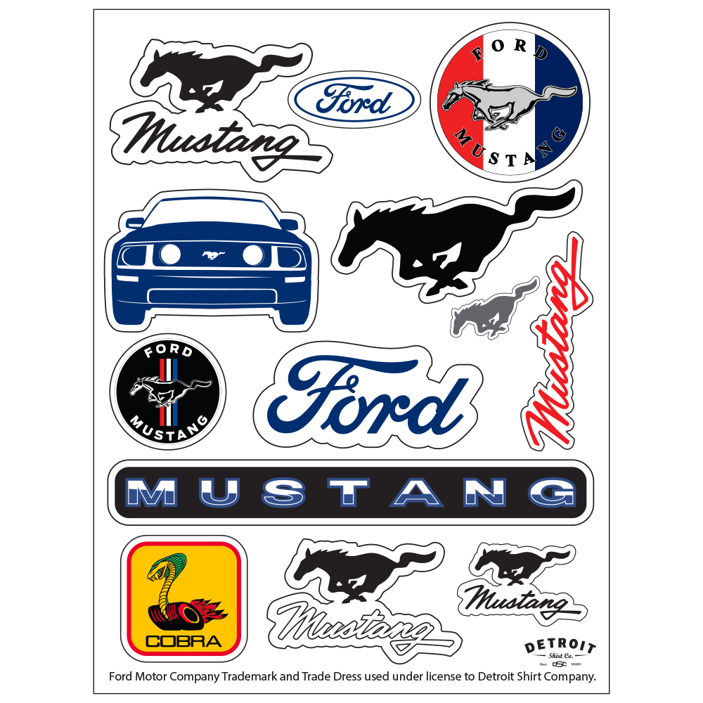 Sticker - Ford Mustang - Sheet – Official DSC-Ford Gear — Detroit Shirt ...