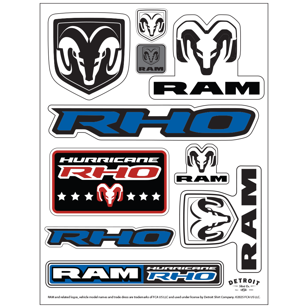 Sticker - RAM RHO - Sheet – Official FCA-RAM Gear — Detroit Shirt Company