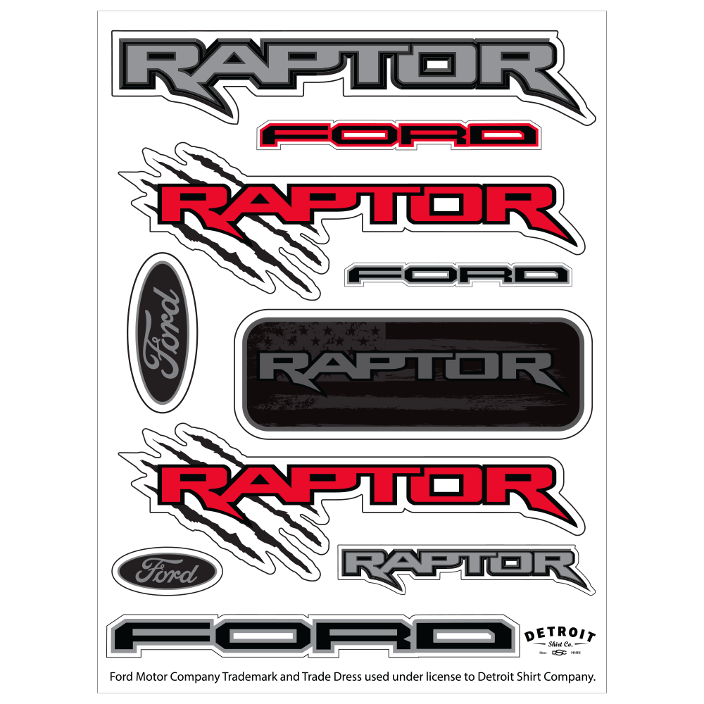 Sticker - Raptor - Sheet – Official DSC-Ford Gear — Detroit Shirt Company