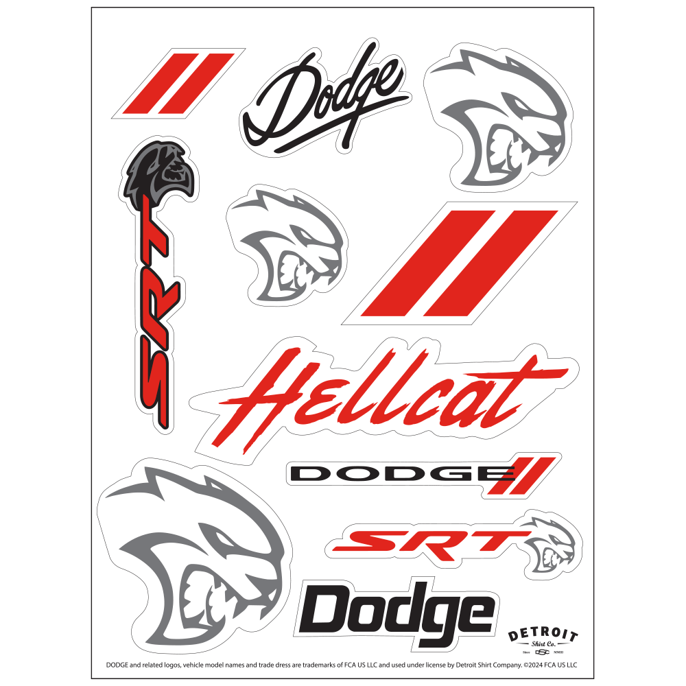 Sticker - Dodge Hellcat Sheet – Official FCA-Dodge Gear — Detroit Shirt ...
