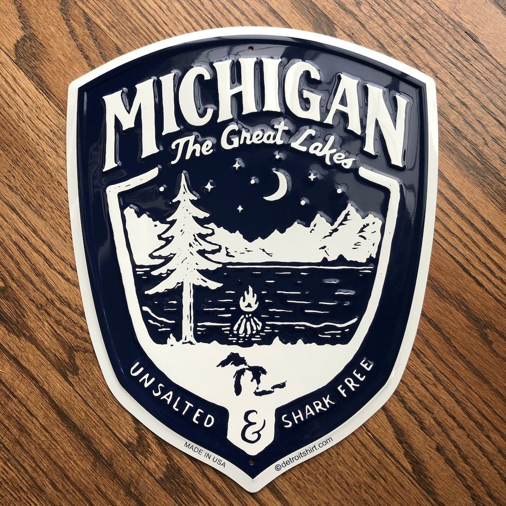 Metal Sign - Michigan Shield – Official Detroit Shirt Company Gear