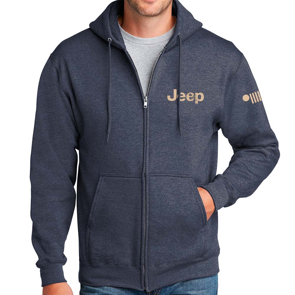 Mens Jeep® Freedom To Roam Zip Hoodie Sweatshirt - Heather Navy Blue ...