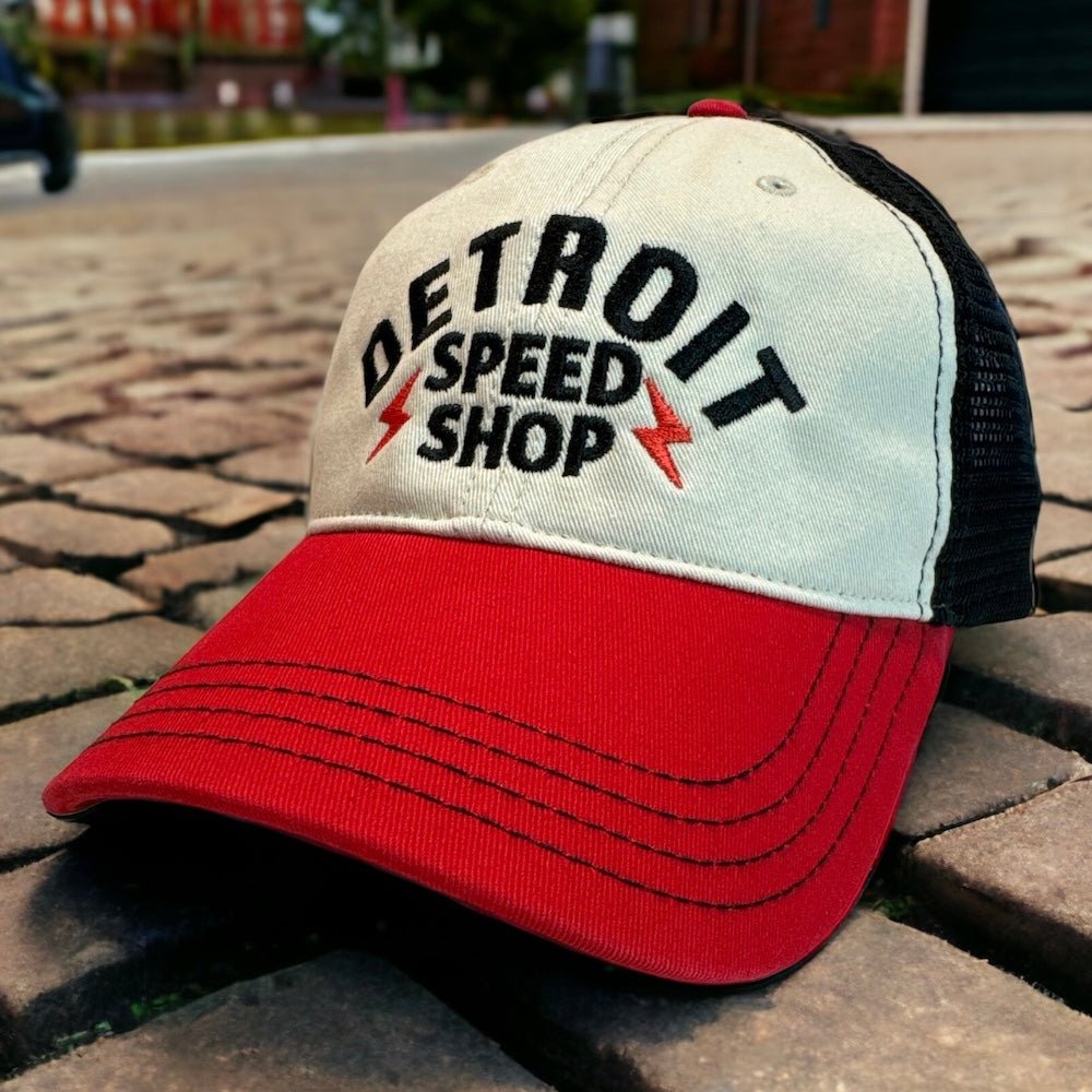 Hat - Detroit Speed Shop Bolt Tricolor Trucker – Official Detroit Shirt ...